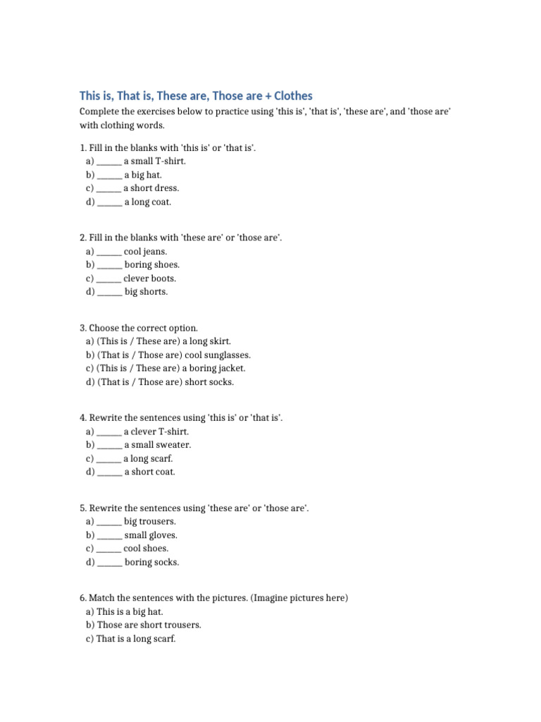 Demonstrative Pronouns with Clothes | PDF