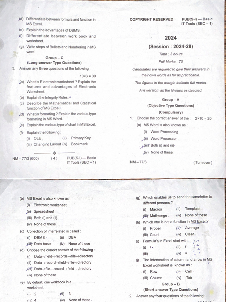 B.Sc. SEM-1 Question Paper 2025 | PDF
