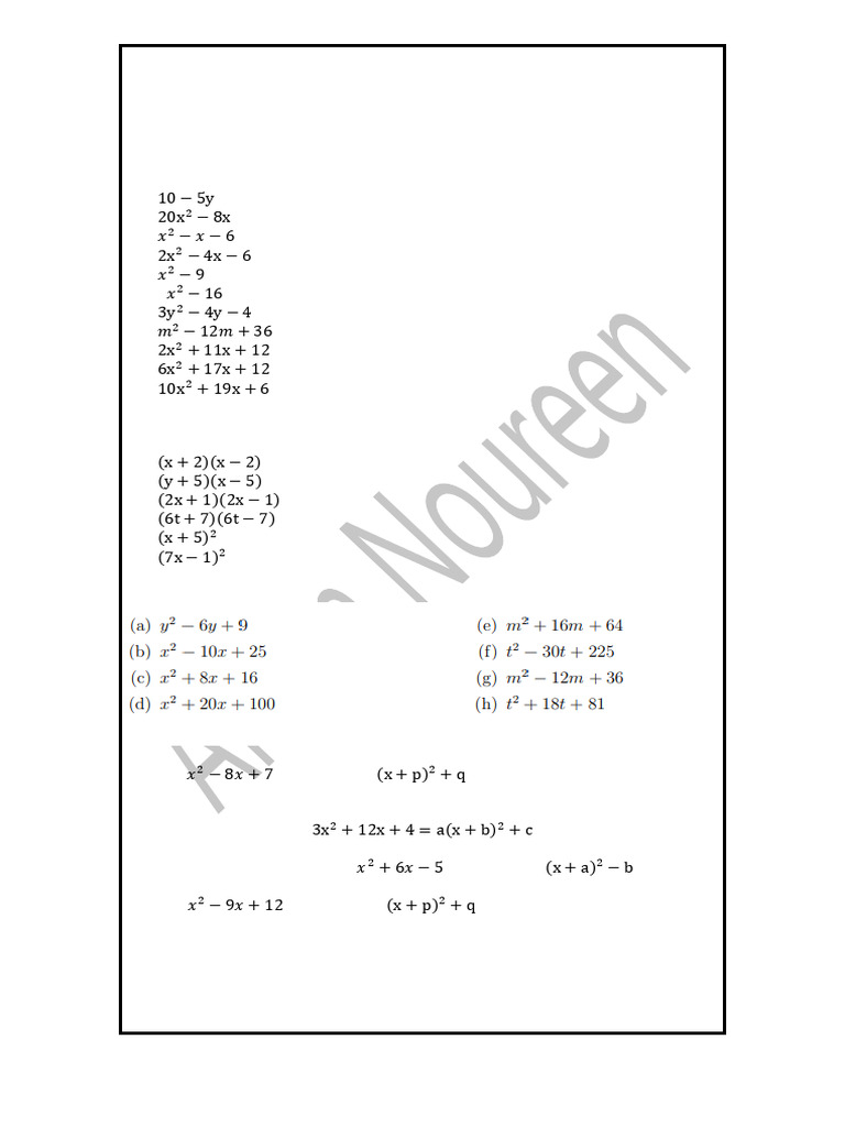 Algebra Resource Sheet | PDF | Mathematical Concepts | Mathematics