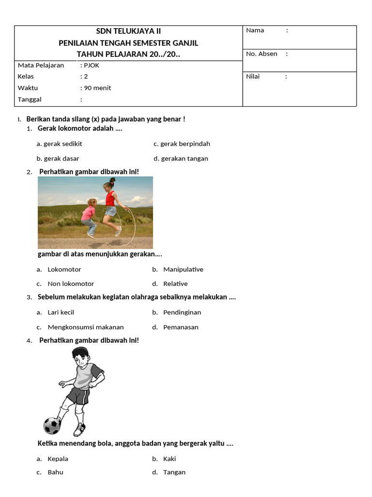 Soal PTS Pjok Kelas 2 Ganjil | PDF