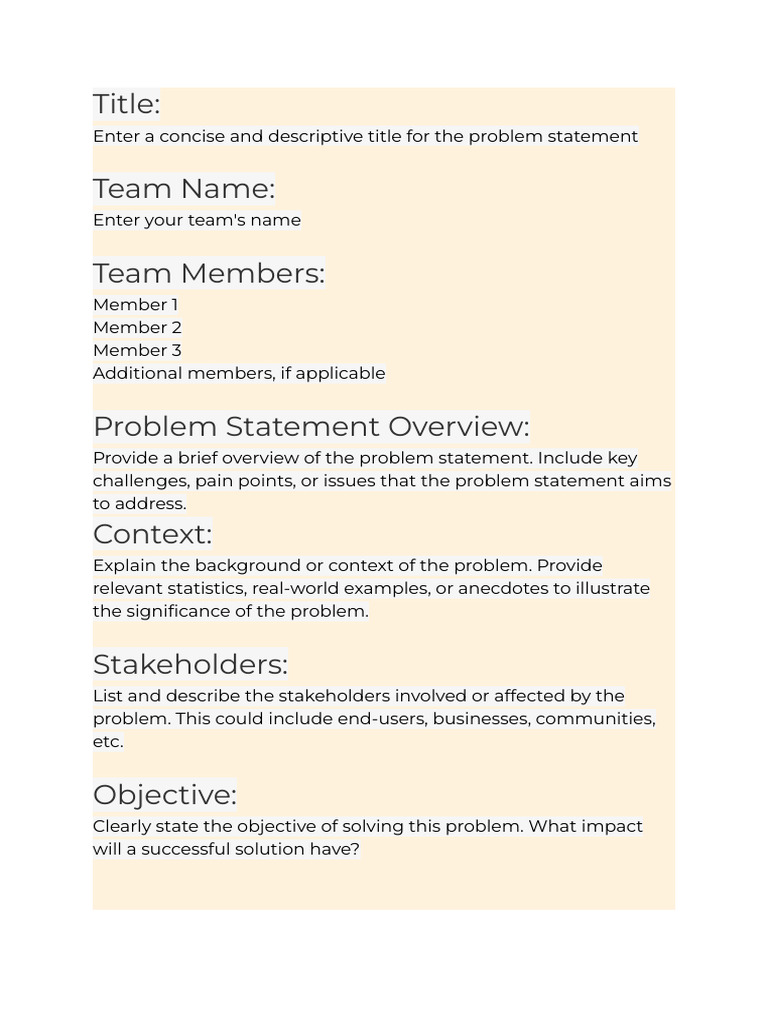 Abstract Format For Ideating The Problem Statement | PDF