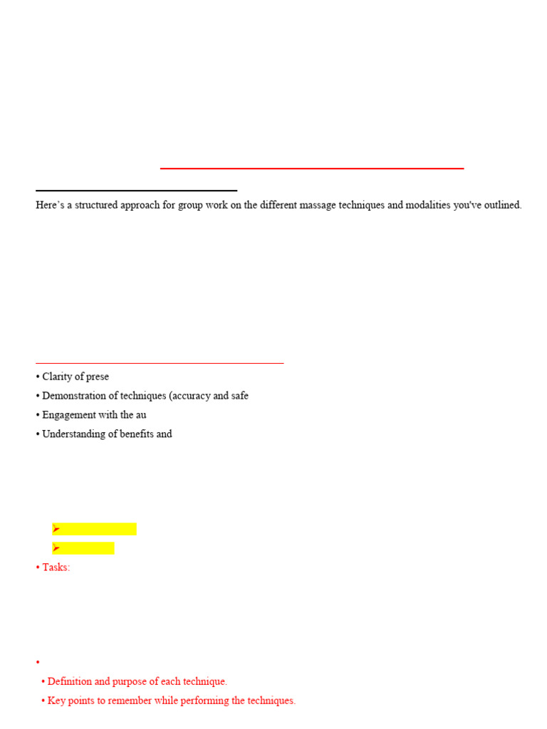 Massage Group Work Assignment | PDF | Massage | Acupressure