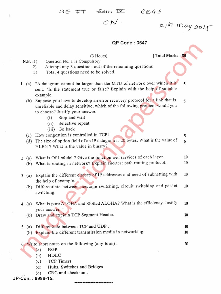 Se-It Sem4 CN May15 | PDF