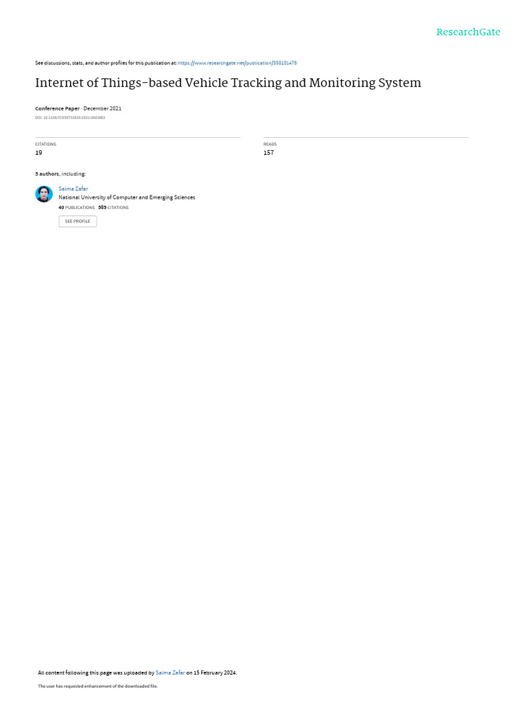 Internet of Things Based Vehicle Tracking and Monitoring System | PDF ...