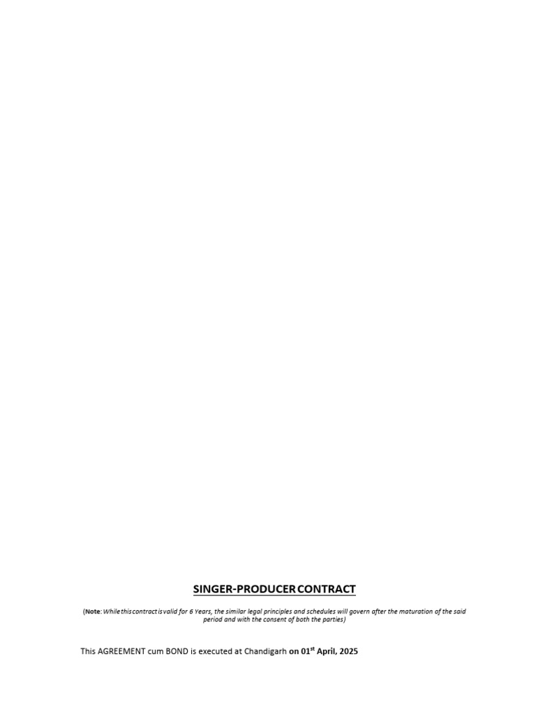 Singer Producer Contract | PDF | Indemnity | Business