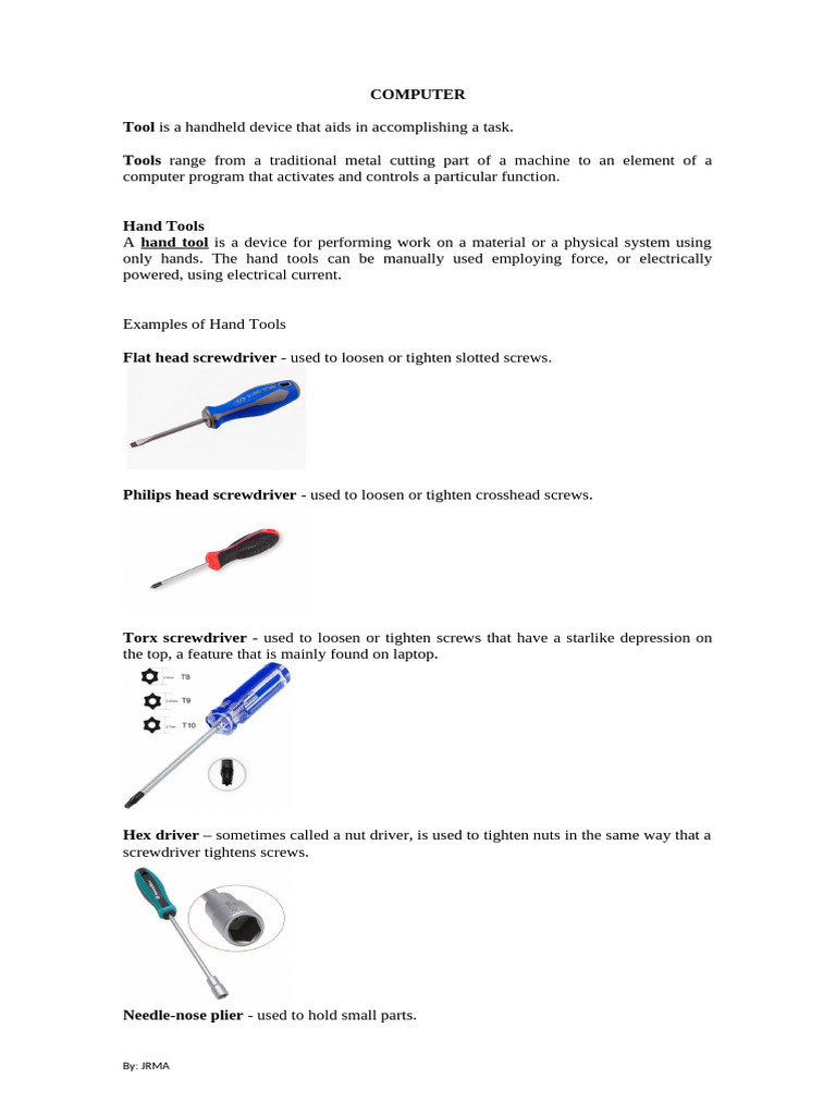 Essential Hand and Cleaning Tools for Computers | PDF