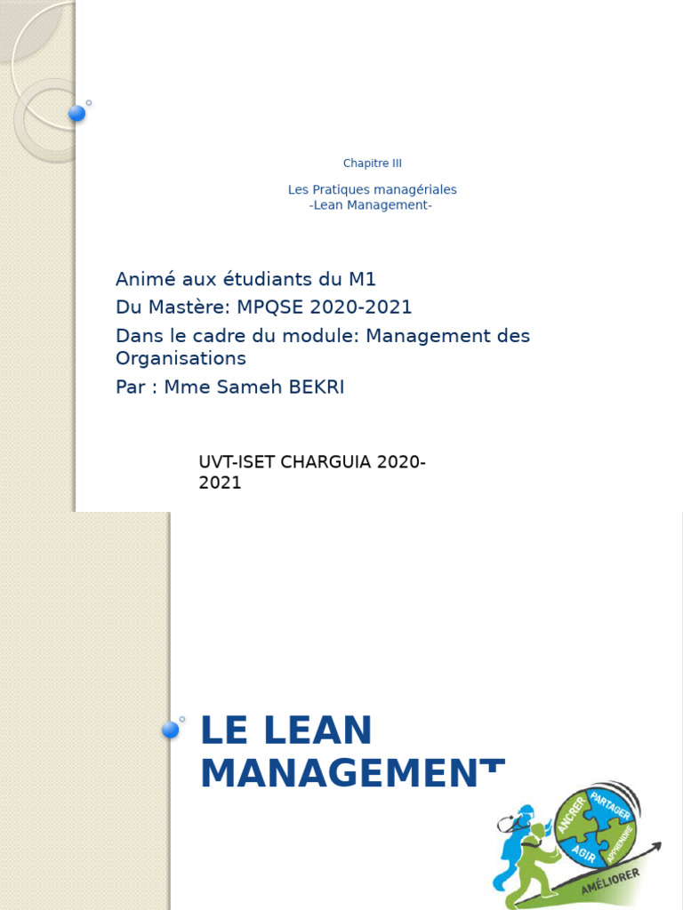 5-Les Pratiques Managériales - Lean Management | PDF | Lean (production ...