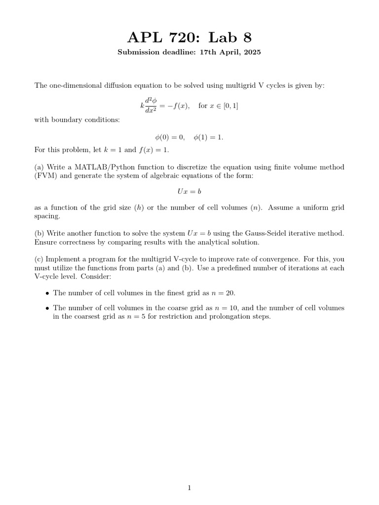 2025 CFD Lab 8 MultiGrid | PDF