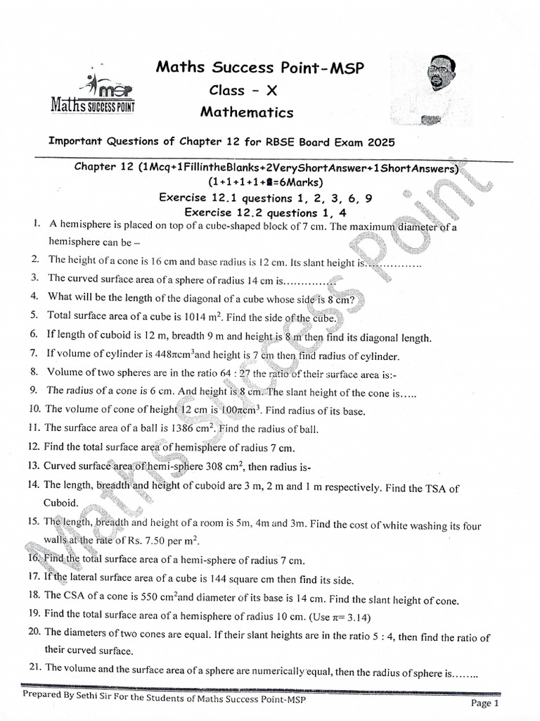 CH 12 Surface Area Volume | PDF