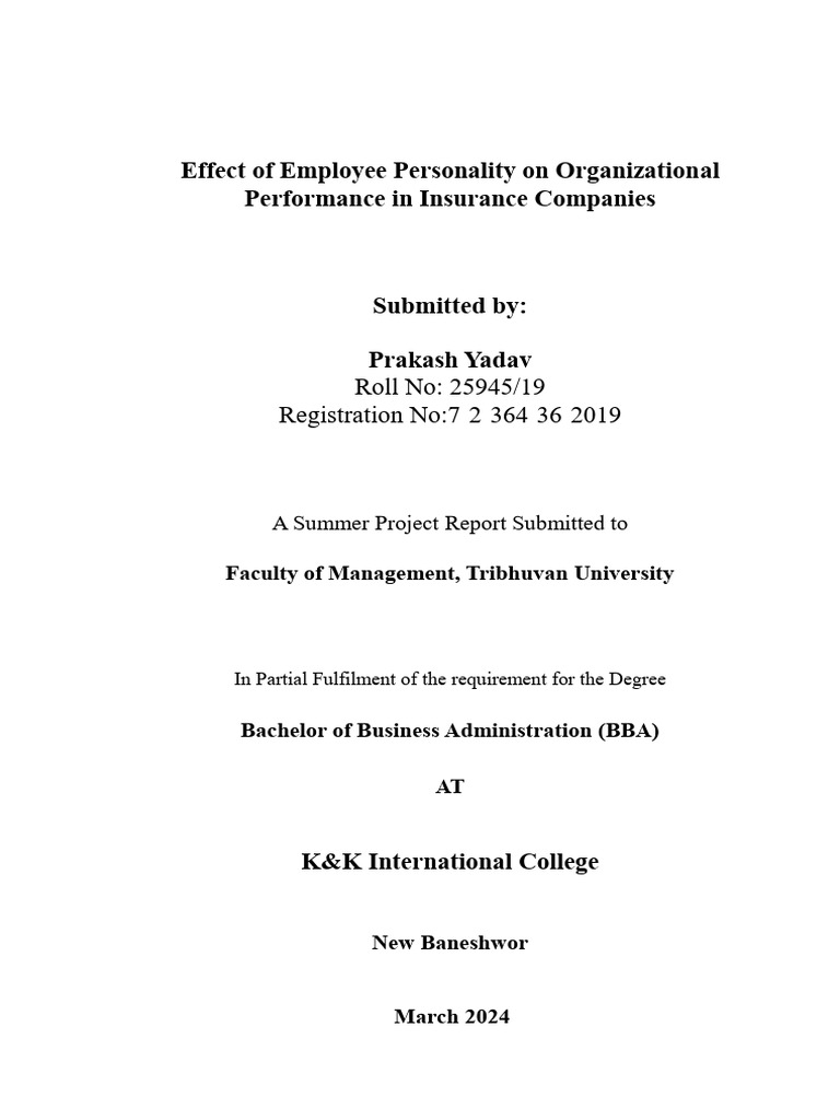 A Summer Project Report Sales | PDF | Extraversion And Introversion | Emotions