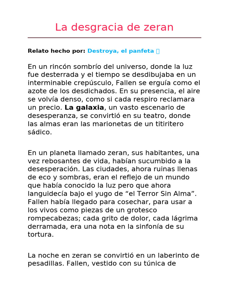 La Desesperación en Zeran: El Terror Sin Alma | PDF