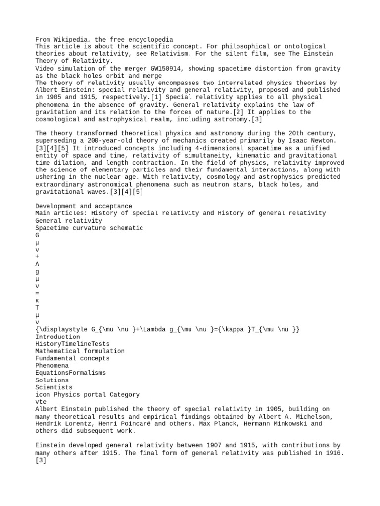 Relativity | PDF | Theory Of Relativity | General Relativity