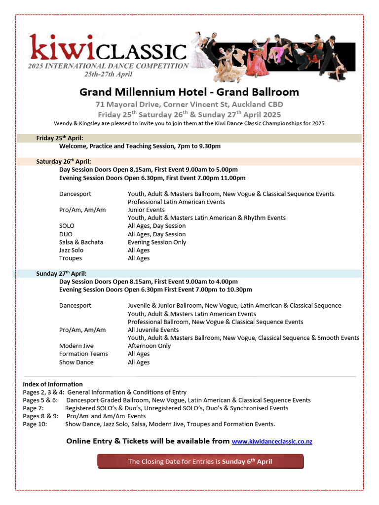 Kiwi Dance Classic Championships 2025 | PDF | Ballroom Dance ...