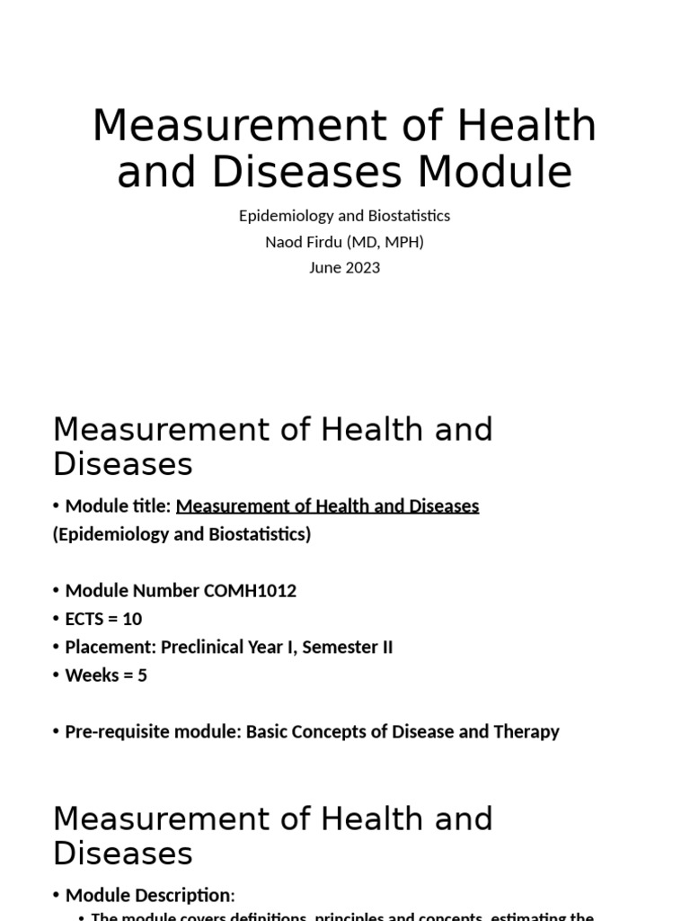 MHD Module - Introduction To Epidemiology | PDF | Epidemiology | Infection