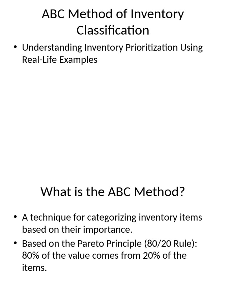 ABC Inventory Classification Presentation | PDF