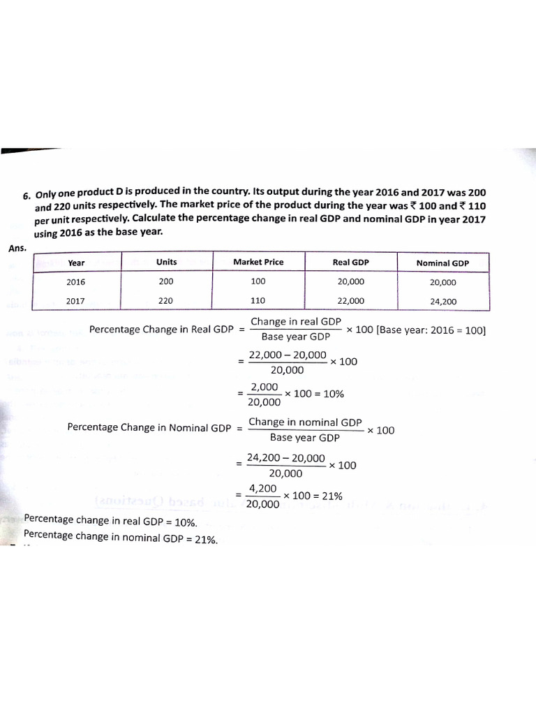 XII Practice Questions Real and Nominal GDP | PDF