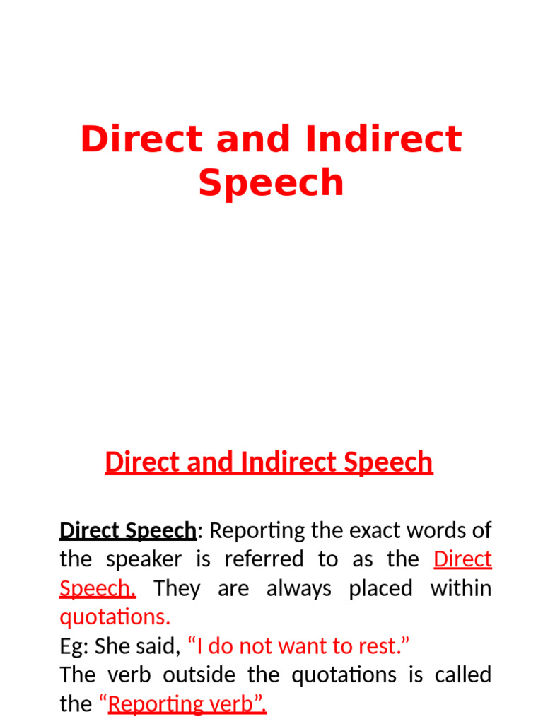 Direct and Indirect Speech Explained | PDF | Question | Verb