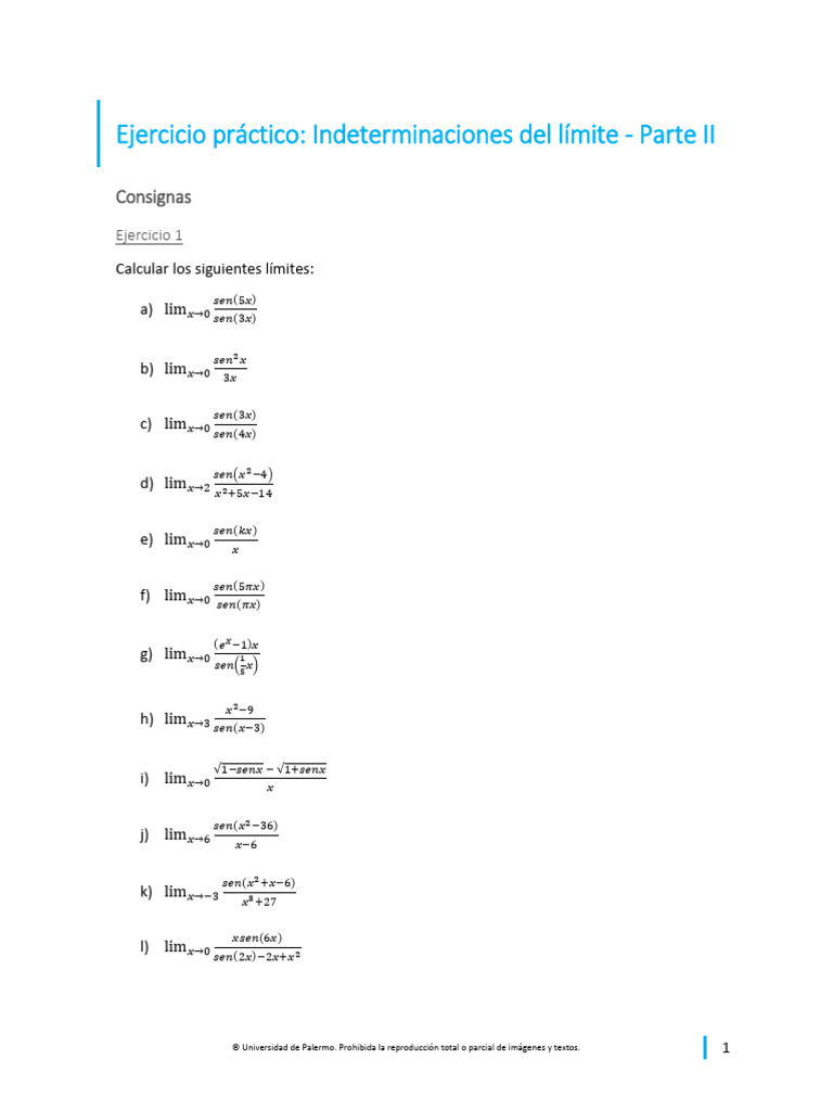 5 - Ejercicio Práctico - Indeterminaciones Del Límite - Parte 2 | PDF