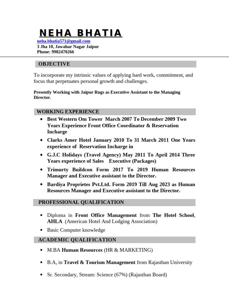 Resume Neha Bhatia updated (2) | PDF