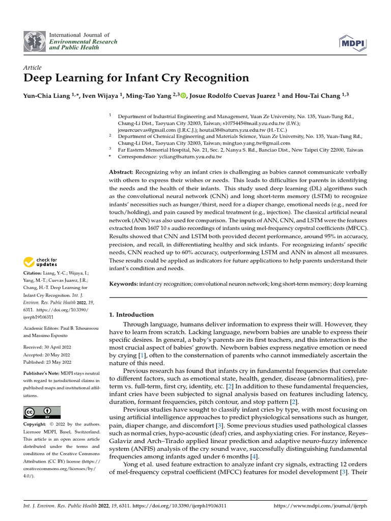 Deep Learning For Infant Cry Recognition | PDF | Applied Mathematics | Algorithms