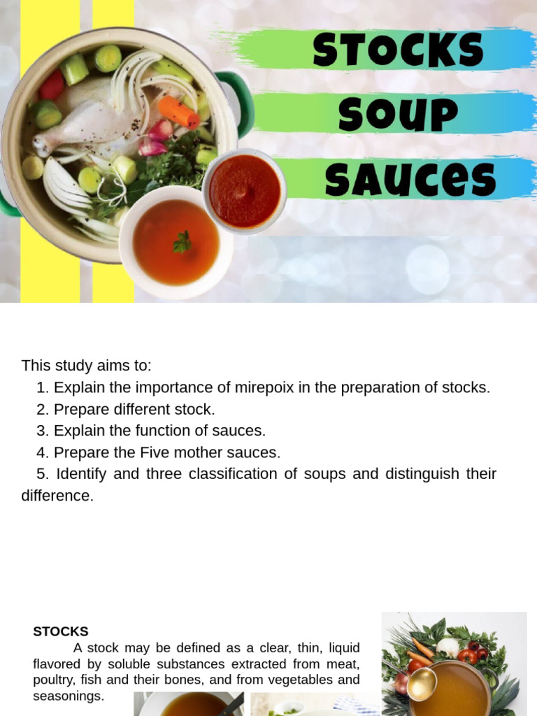 HPC 1. Chapter 6. Stocks Sauces and Soups | PDF | Stock (Food) | Soup
