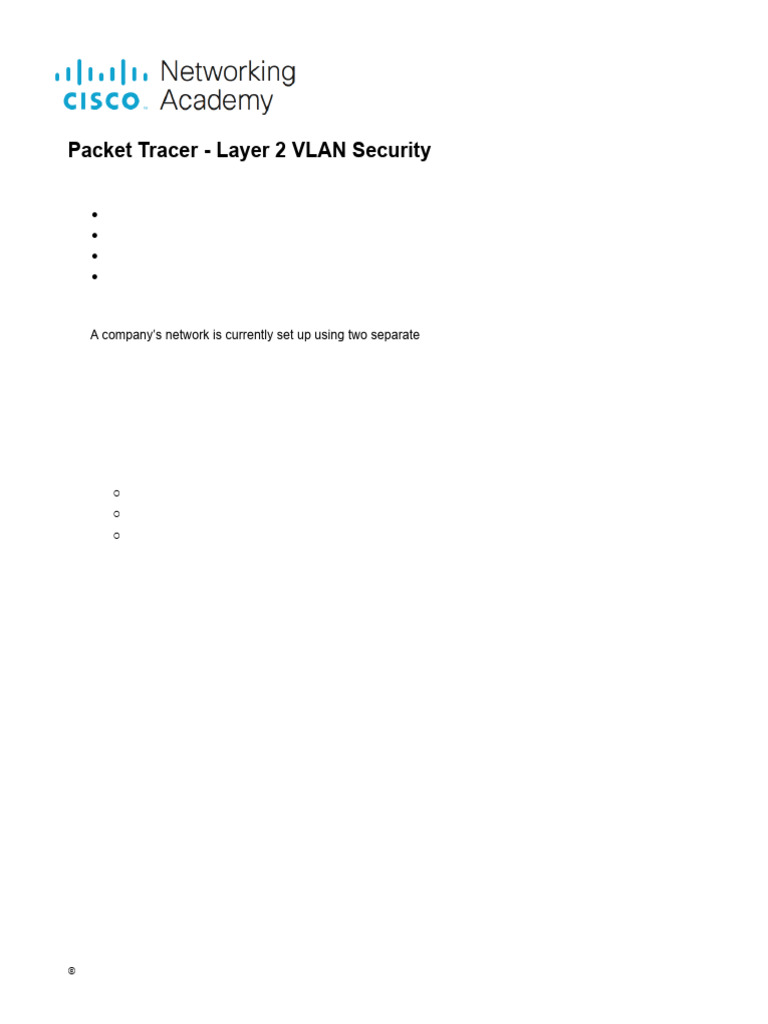 14.9.11 Packet Tracer - Layer 2 Vlan Security | PDF | Router (Computing) | Computer Network
