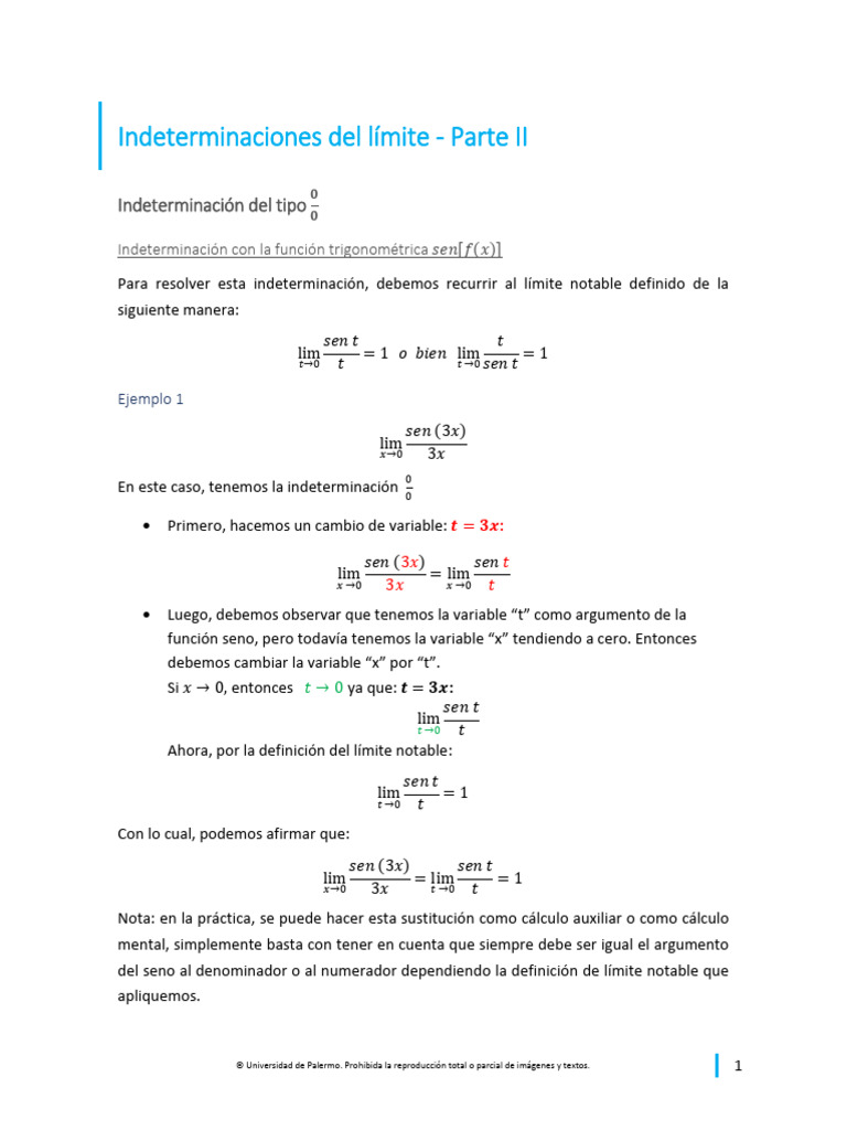 2 - Indeterminaciones Del Límite - Parte II | PDF | Exponenciación ...
