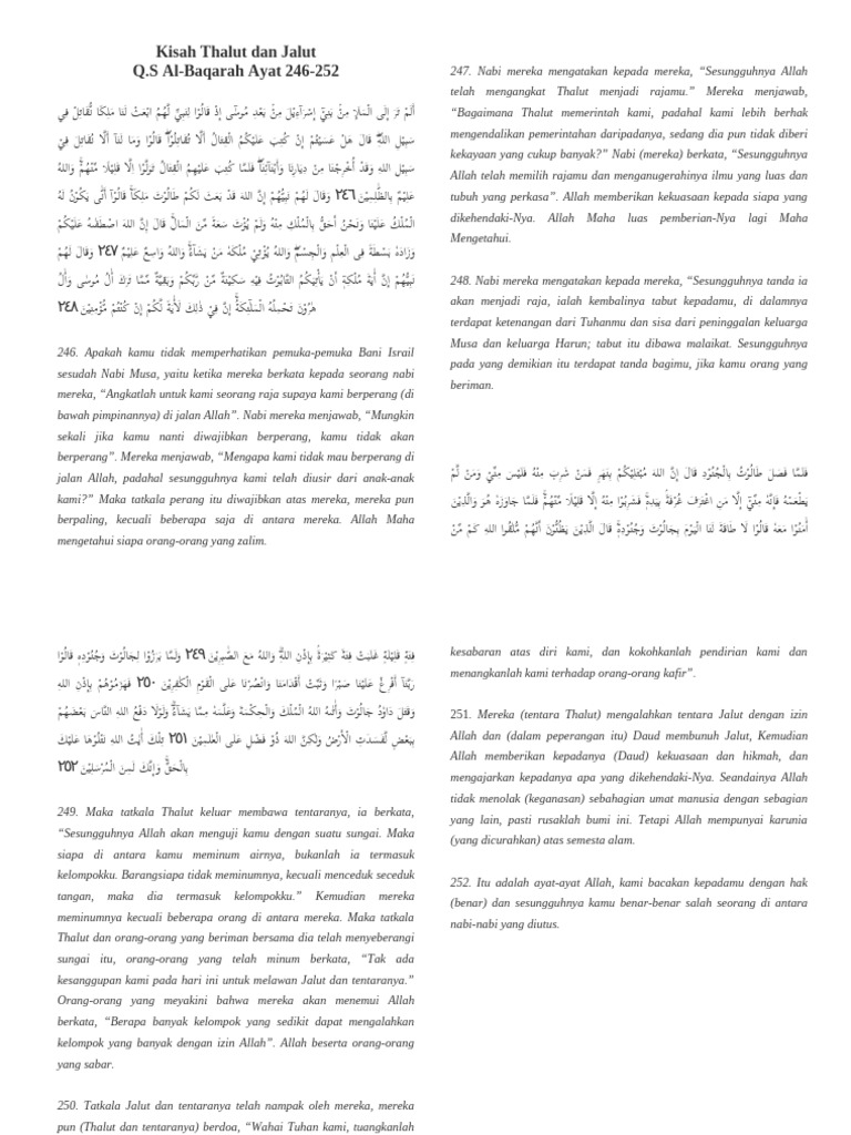 Kisah Thalut dan Jalut dalam Al-Baqarah | PDF