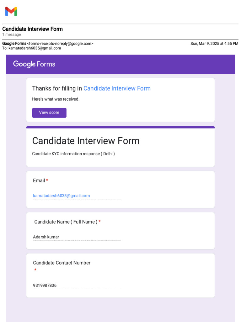 Gmail - Candidate Interview Form | PDF | Labor | Employee Relations