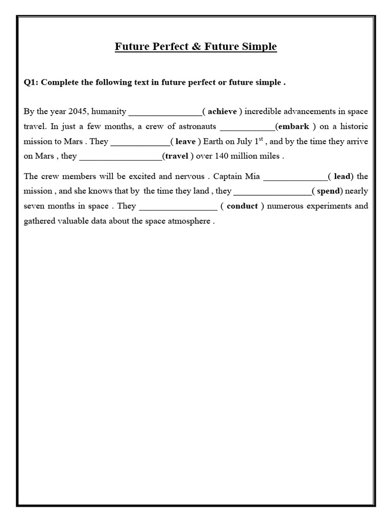 Future Perfect & Future Simple | PDF