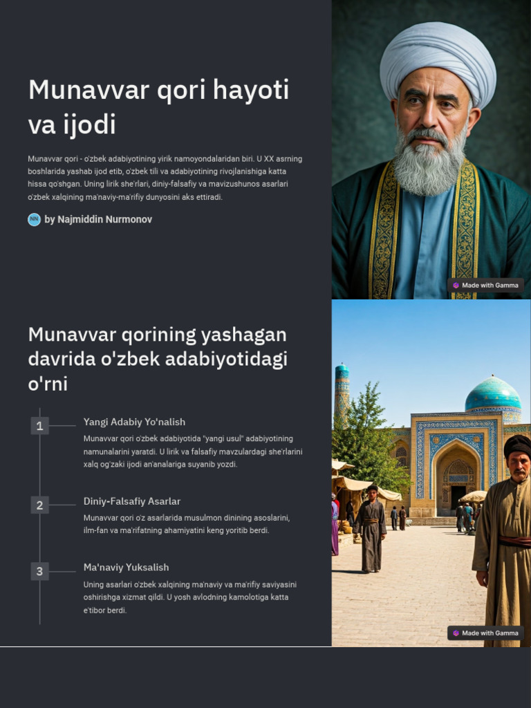 Munavvar Qori Hayoti Va Ijodi | PDF