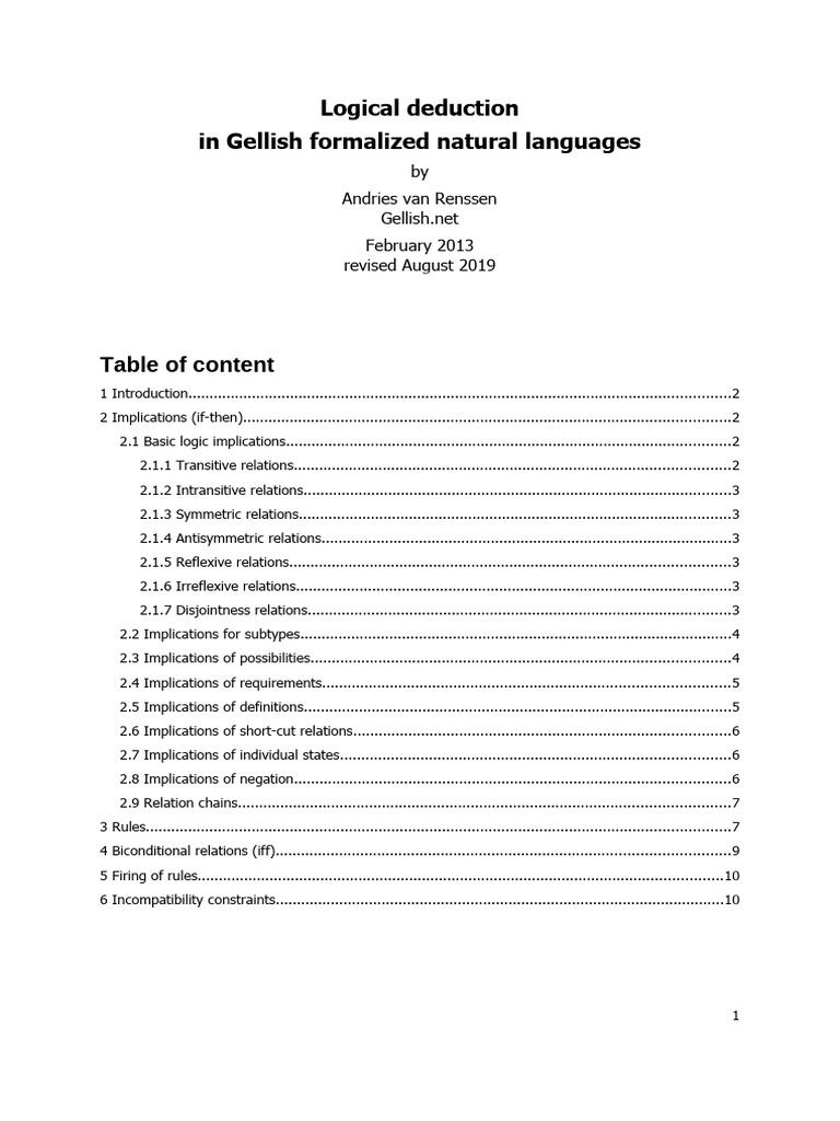 Gellish - Logic Reasoning and Implications | PDF | Logical Consequence | Logic