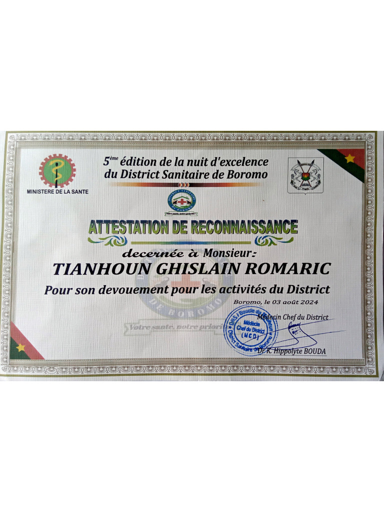 Attestation de Reconnaissance | PDF