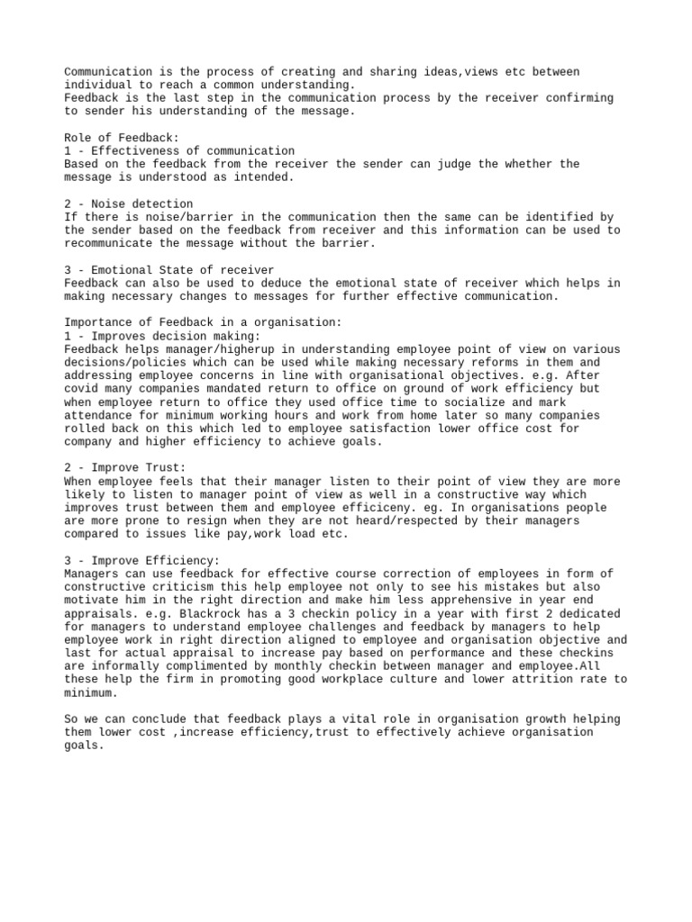 Importance of Feedback +examples | PDF | Performance Appraisal ...