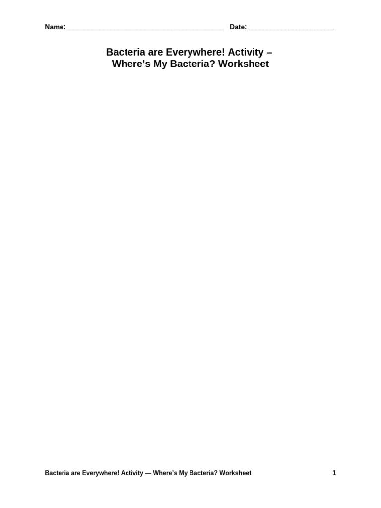 Bacterial Culture Worksheet | PDF | Agar | Microbiology