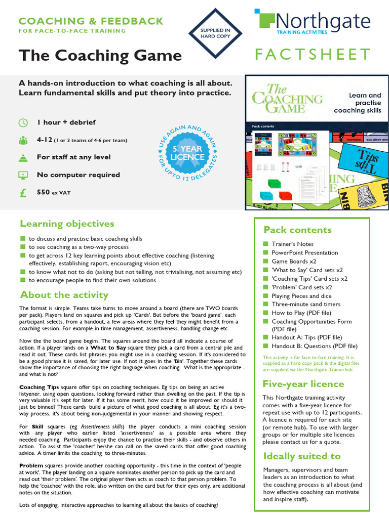 Northgate The Coaching Game Factsheetp1 | PDF