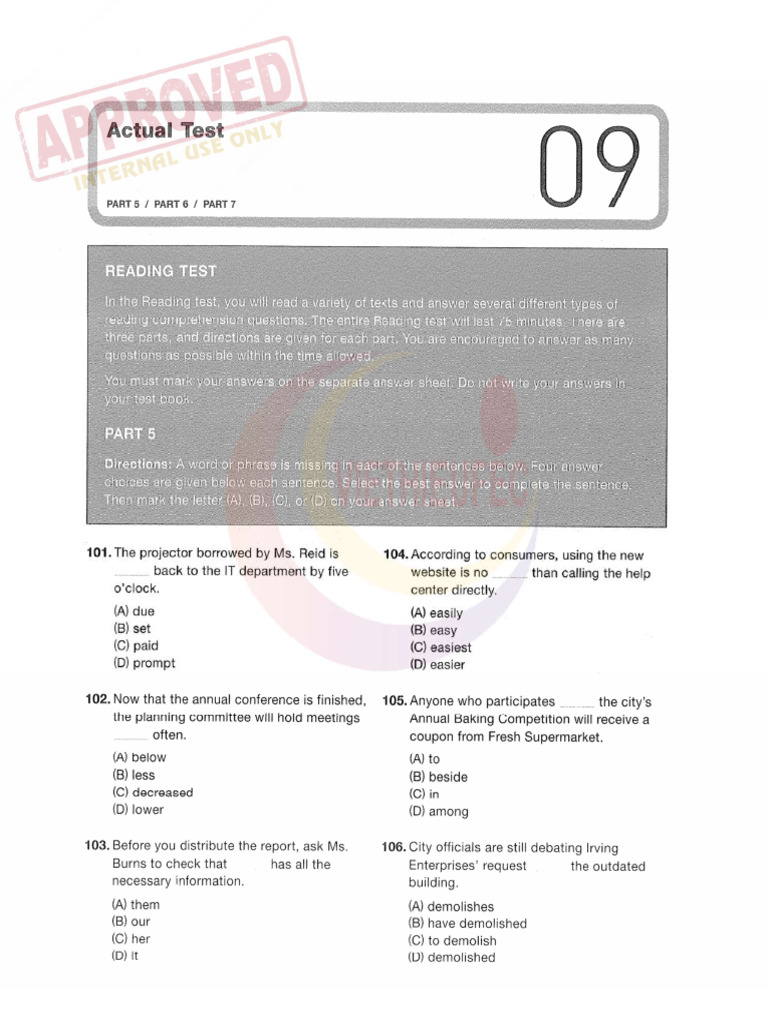 RTT Test 9 (Approved) | PDF