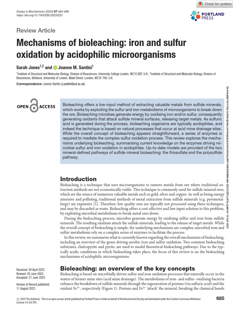 Mechanisms of bioleaching: iron and sulfur oxidation by acidophilic ...