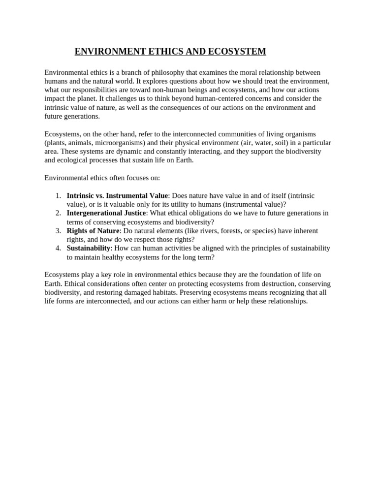 Environmental Ethics and Sustainable Development | PDF | Ecosystem ...