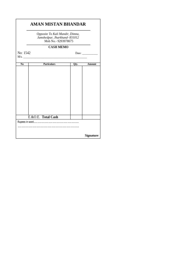 Food Bill Format | PDF