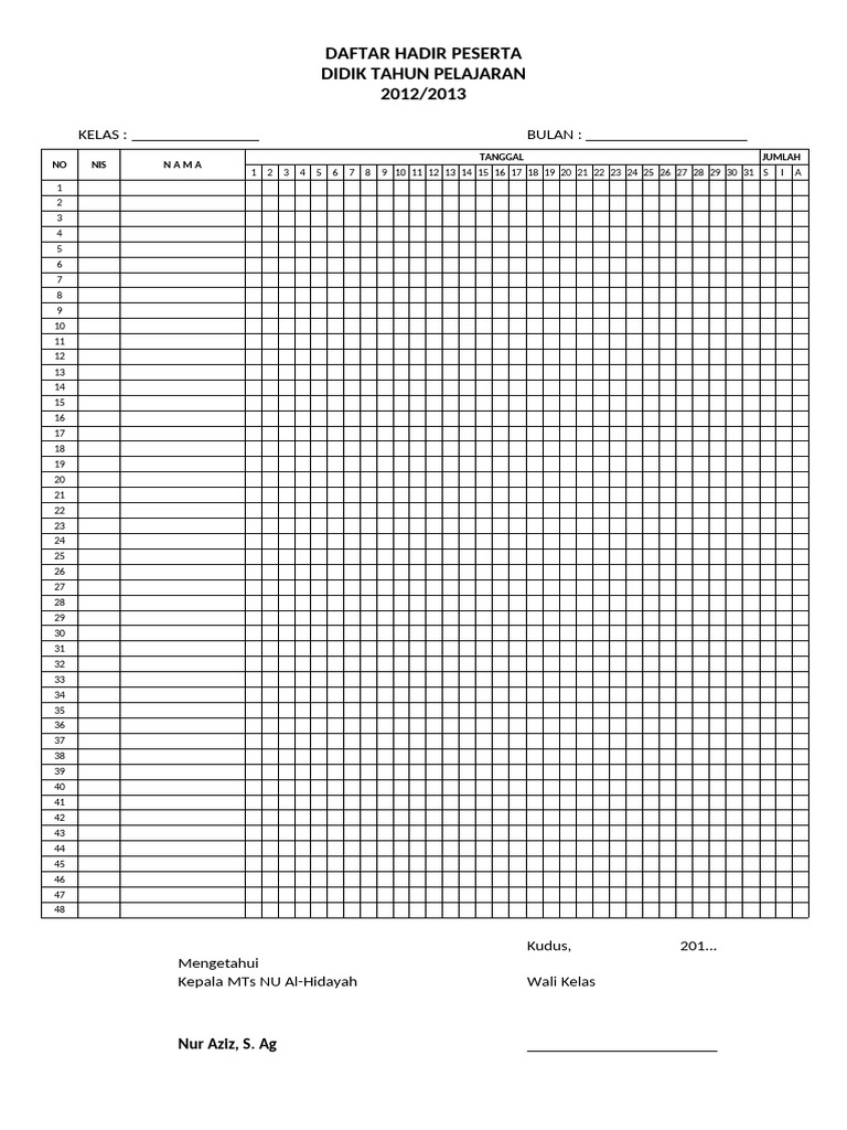 Buku Absen dan Kehadiran Siswa | PDF