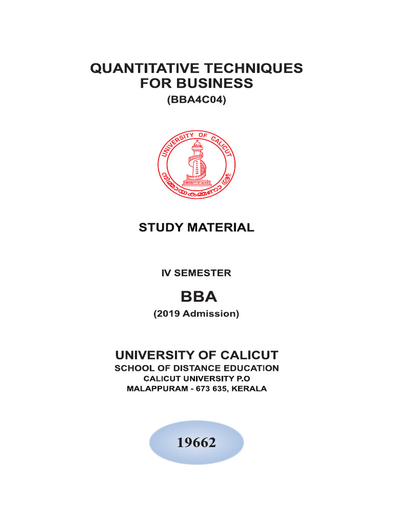 SLM-BBA4 C04 - Quantitative Techniques For Business-Modules 1,2,3 | PDF