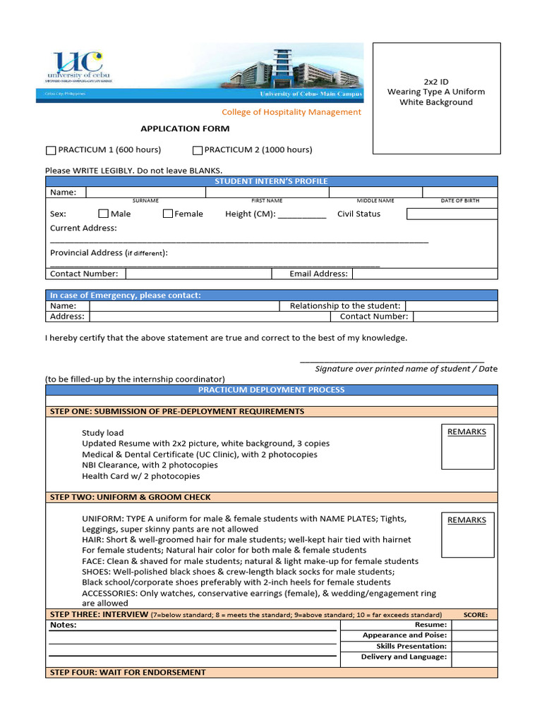 Practicum Application Form | PDF | Clothing