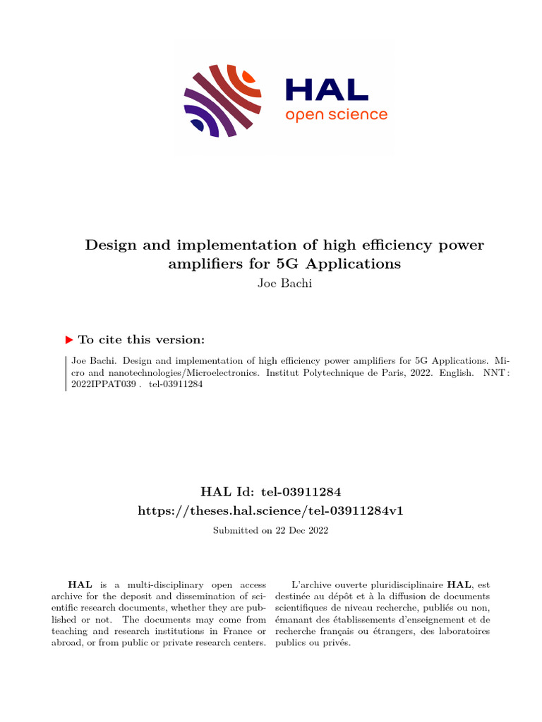 Thesis Design and Implementation Power Amplifier For 5G | PDF | Field ...
