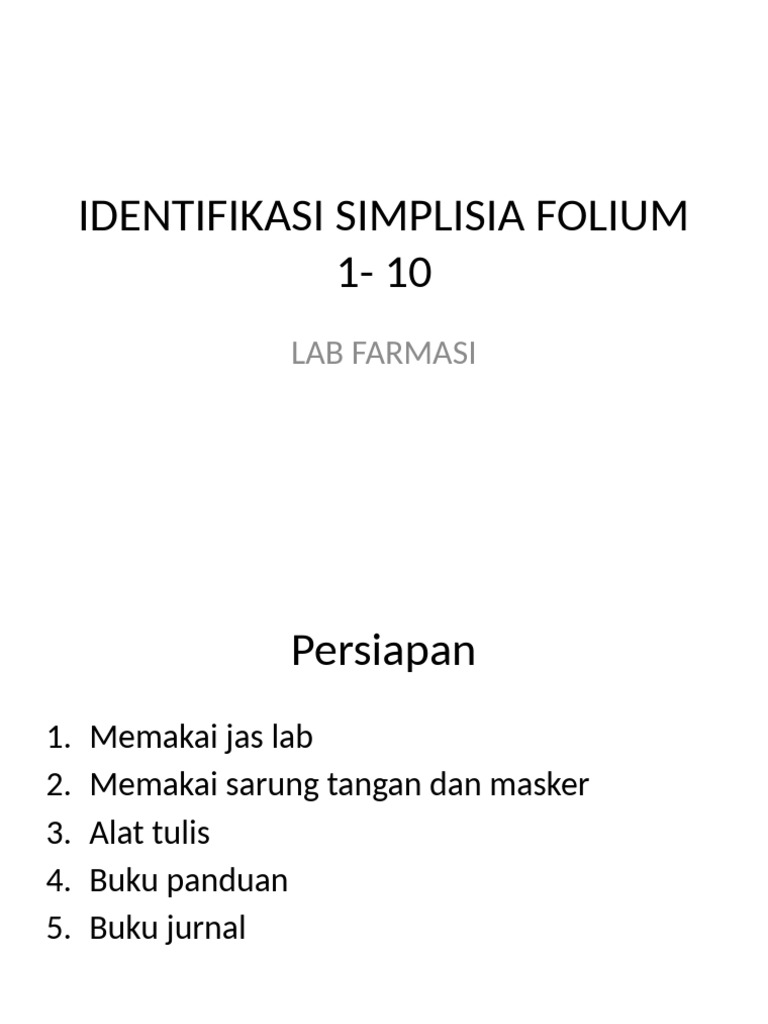 Identifikasi Simplisia Folium 1 - 10 | PDF