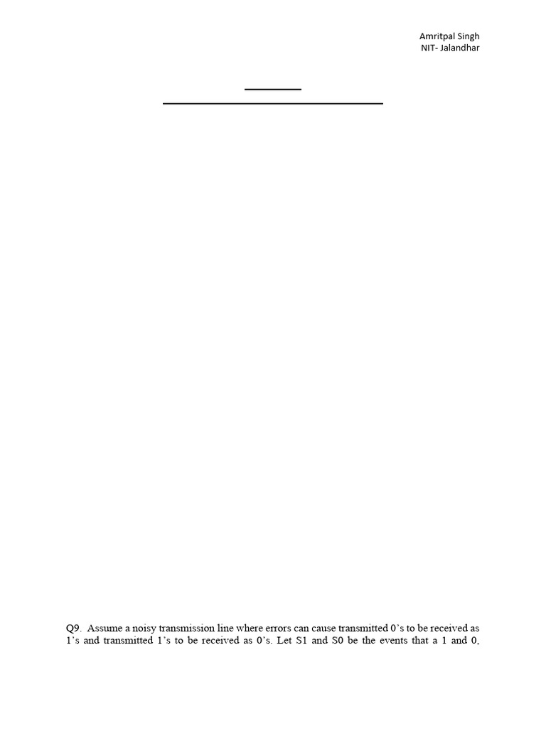 Tutorial Sheet 2 - Condtitonal Prob | PDF | Computing | Telecommunications