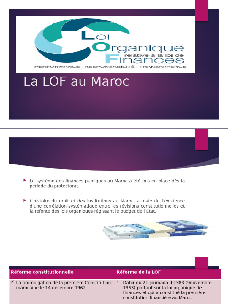 La LOF Au Maroc MARS 2020 | PDF | Budget | Gouvernement