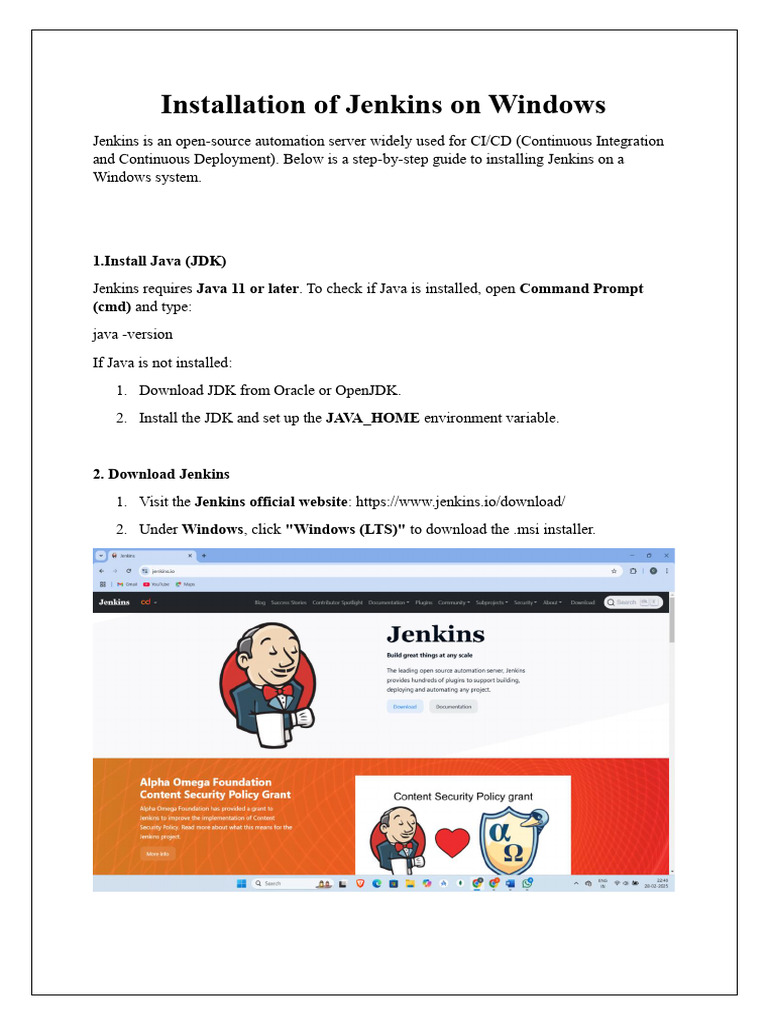 Installation of Jenkins on Windows | PDF | Java (Programming Language ...