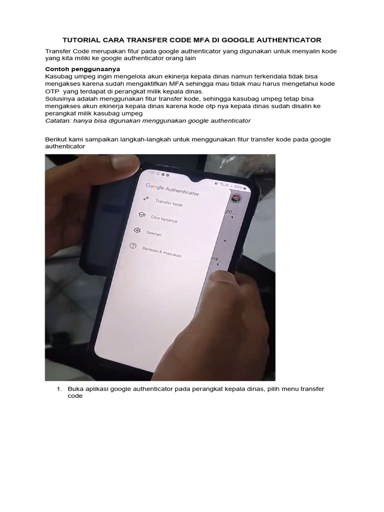Tutorial Cara Transfer Code Mfa Di Google Authenticator | PDF