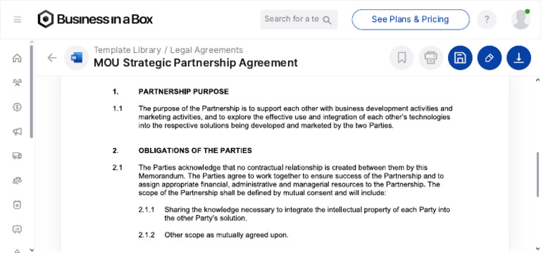 MOU Strategic Partnership Agreement - Business-in-a-Box | PDF